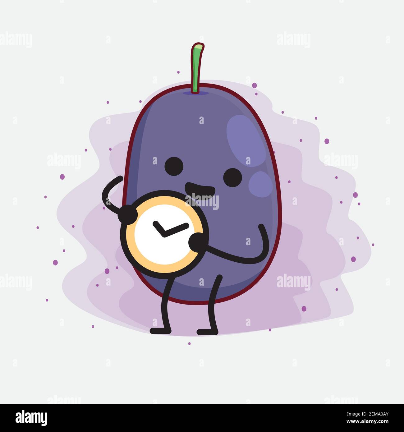 Vector Illustration of Java Plum Fruit Character with cute face, simple ...