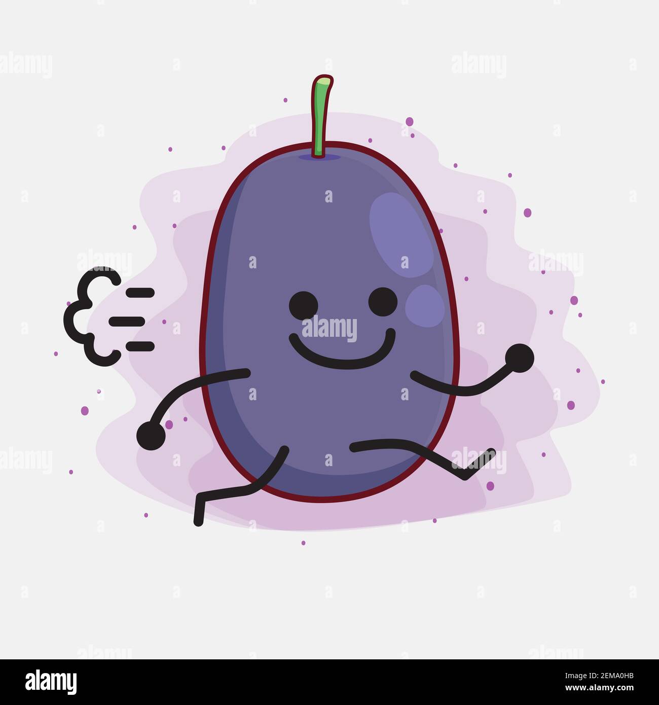 Vector Illustration of Java Plum Fruit Character with cute face, simple ...