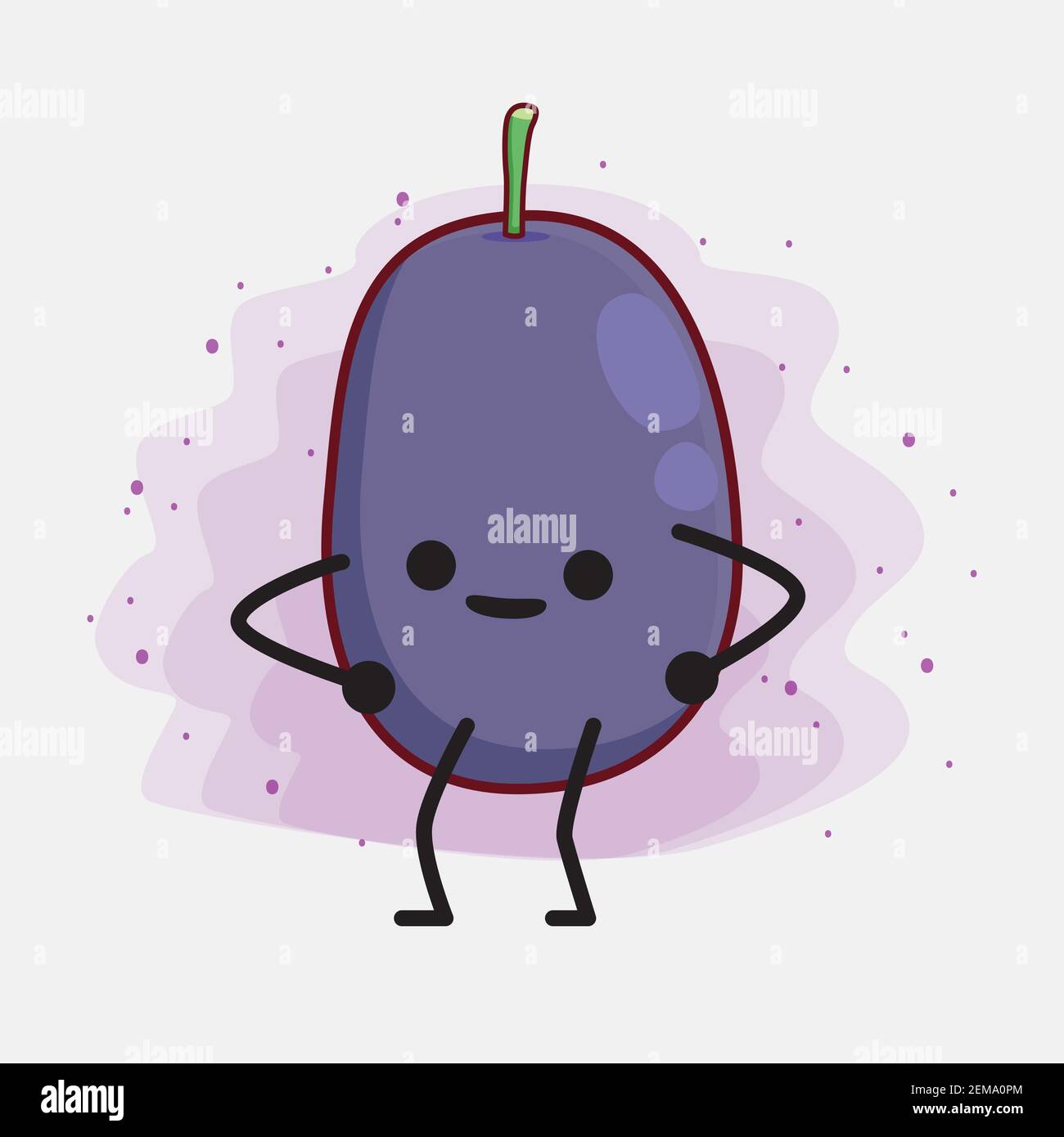 Vector Illustration of Java Plum Fruit Character with cute face, simple ...