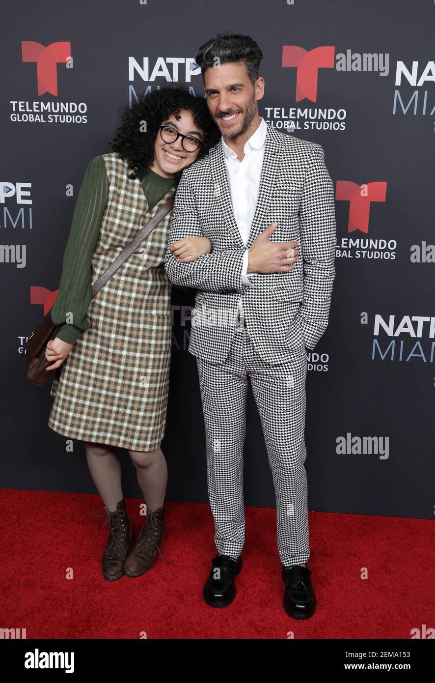 MIAMI BEACH, FL - JANUARY 22: Elyfer Torres and Erick Elias arrive at ...