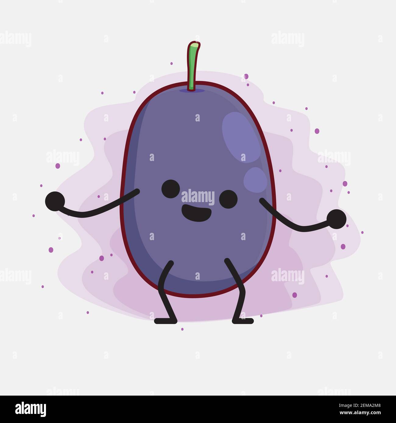 Vector Illustration of Java Plum Fruit Character with cute face, simple ...