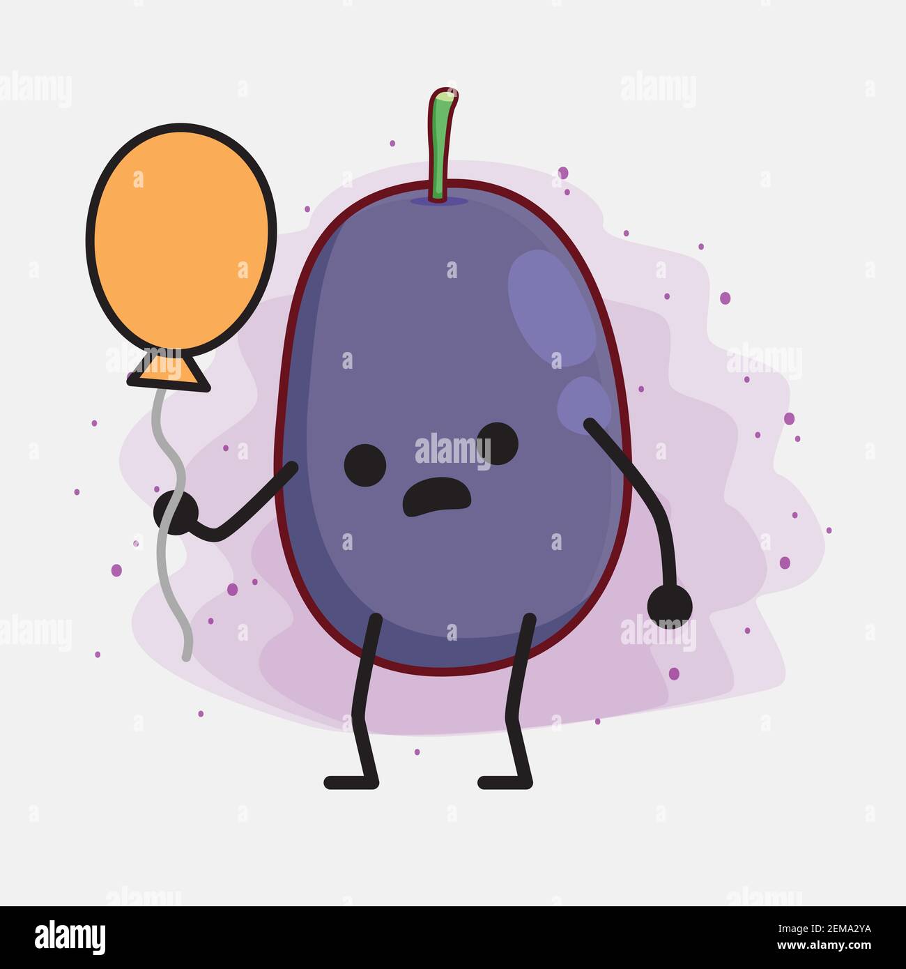 Vector Illustration of Java Plum Fruit Character with cute face, simple ...