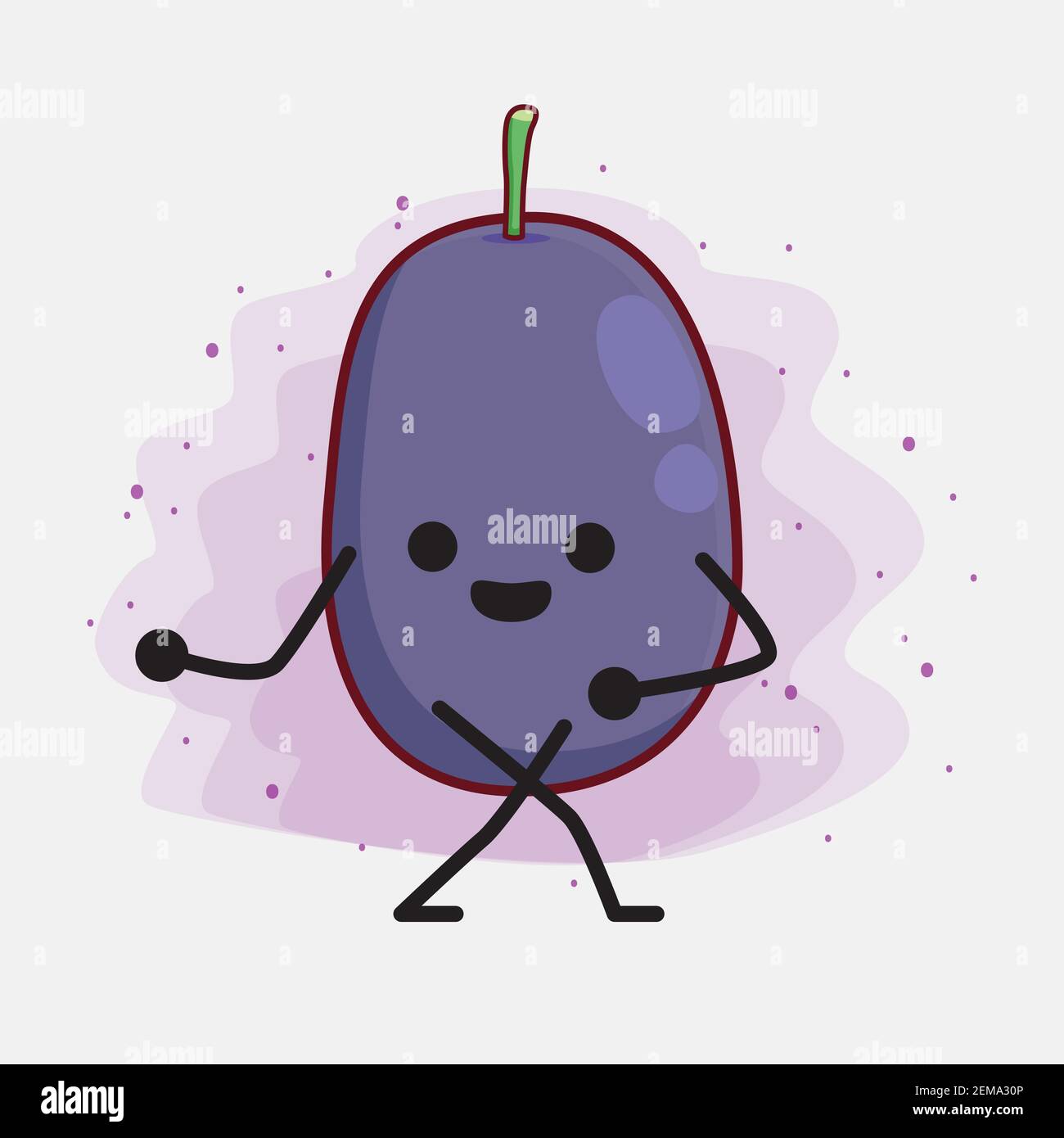 Vector Illustration of Java Plum Fruit Character with cute face, simple ...
