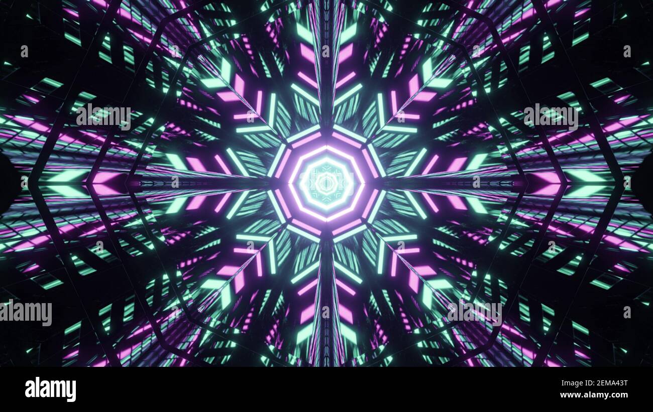 Abstract 3d illustration of luminous snowflake shaped pattern Stock Photo - Alamy