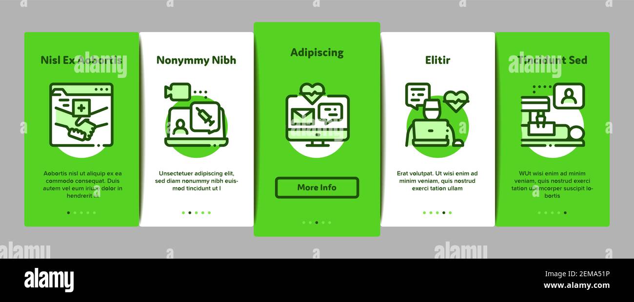 Telemedicine Treatment Onboarding Elements Icons Set Vector Stock