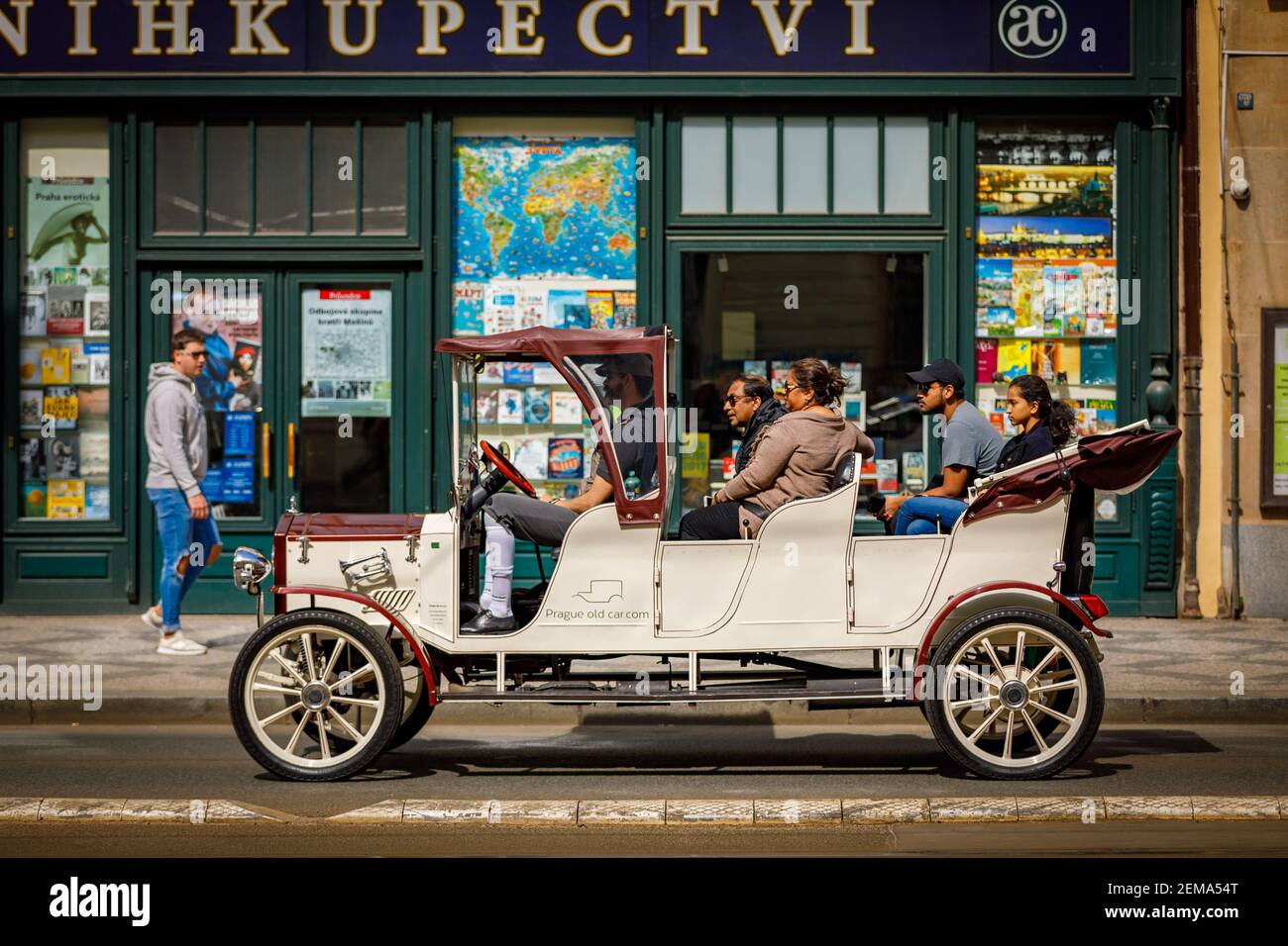 Czech Republic 14 april 2018 Vintage cars for tourist excursions. Beige ...
