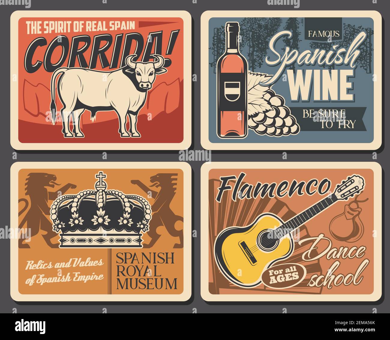 Spanish poster bull fighting Stock Vector Images - Alamy