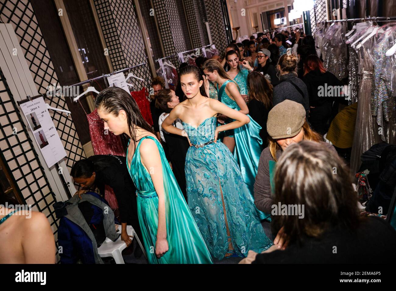 Models in backstage at the Zuhair Murad Show during Paris Fashion Week ...