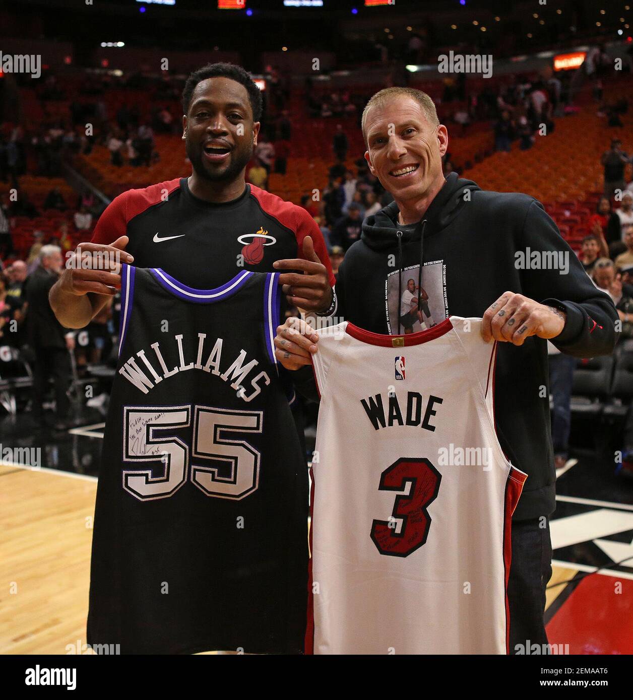 Miami Heat guard Dwyane Wade (3) and former teammate Jason Williams ...