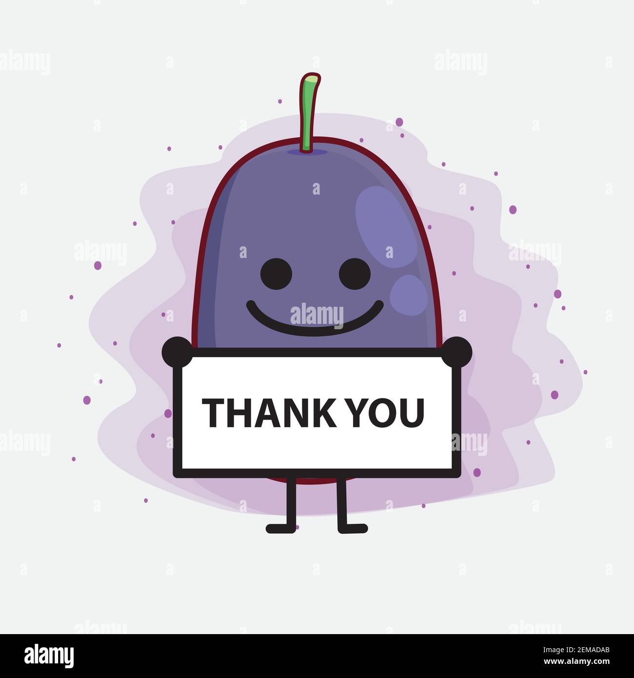 Vector Illustration of Java Plum Fruit Character with cute face, simple ...