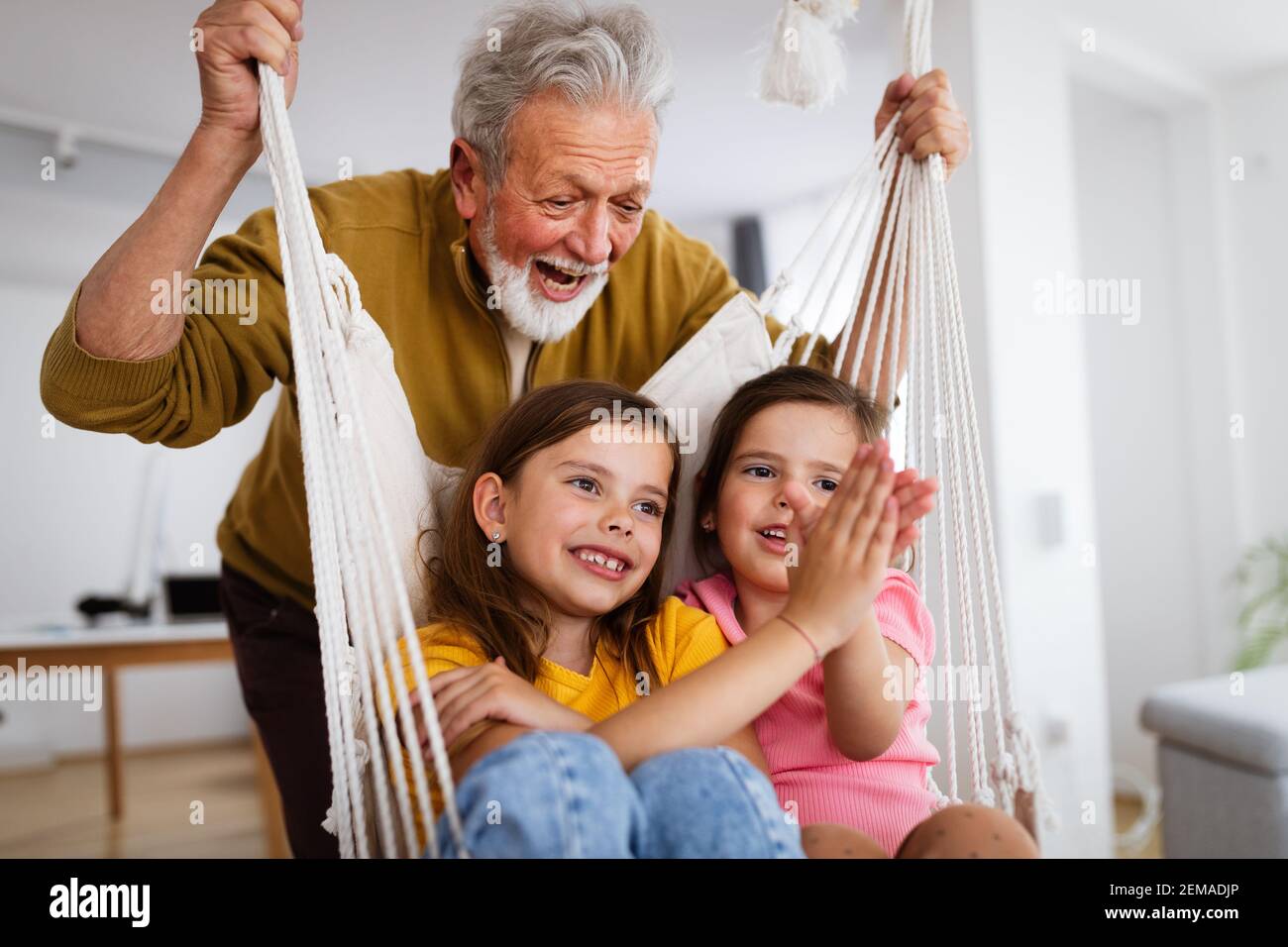 Happy grandfather grandchildren hi-res stock photography and images - Alamy
