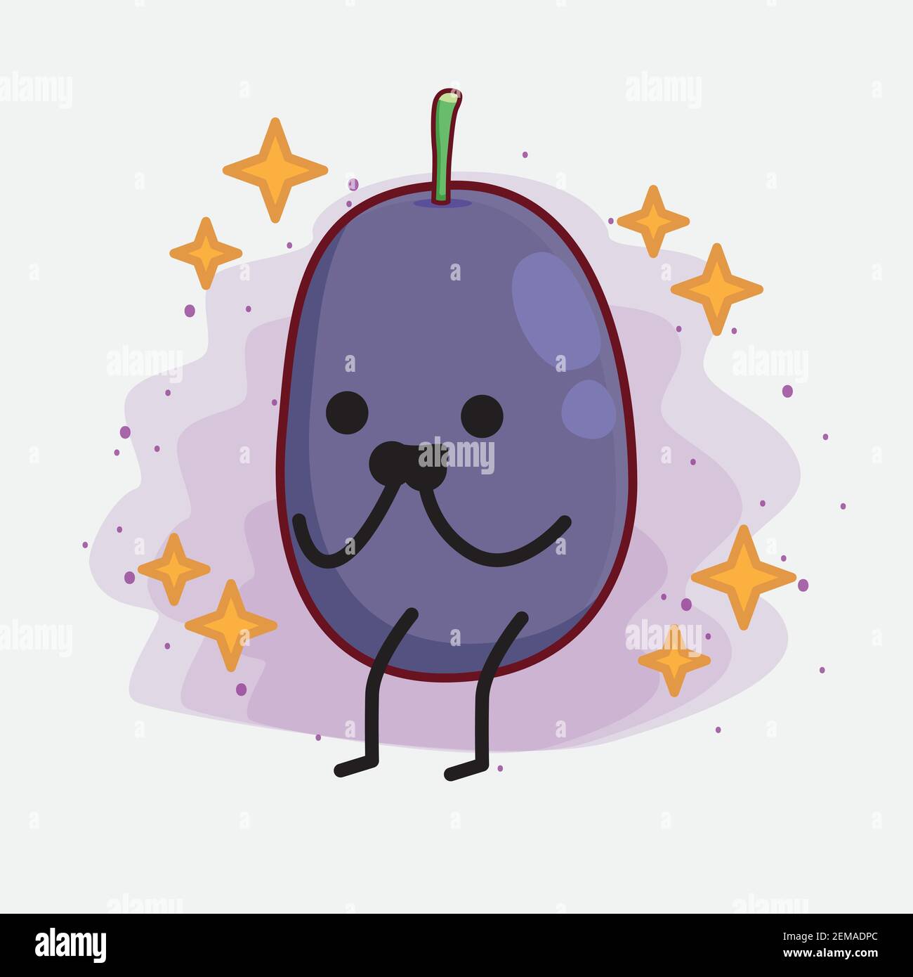 Vector Illustration of Java Plum Fruit Character with cute face, simple ...