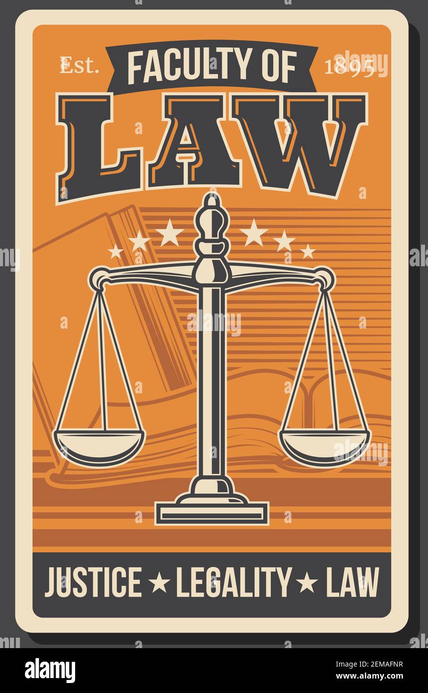 Law faculty, juridical university, legal justice academy vector retro ...