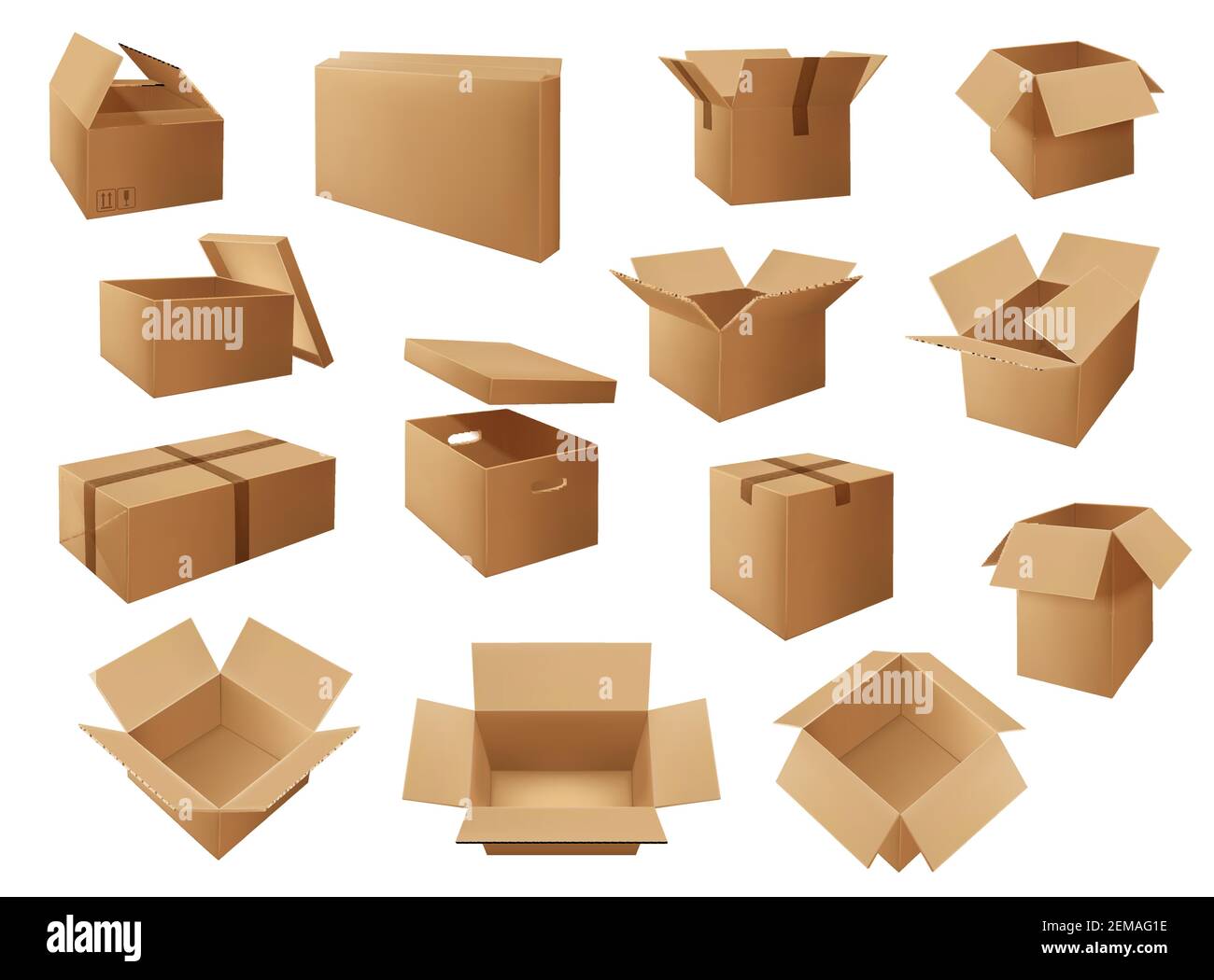 Vector delivery packages, storage boxes and mail parcels for cargo ...