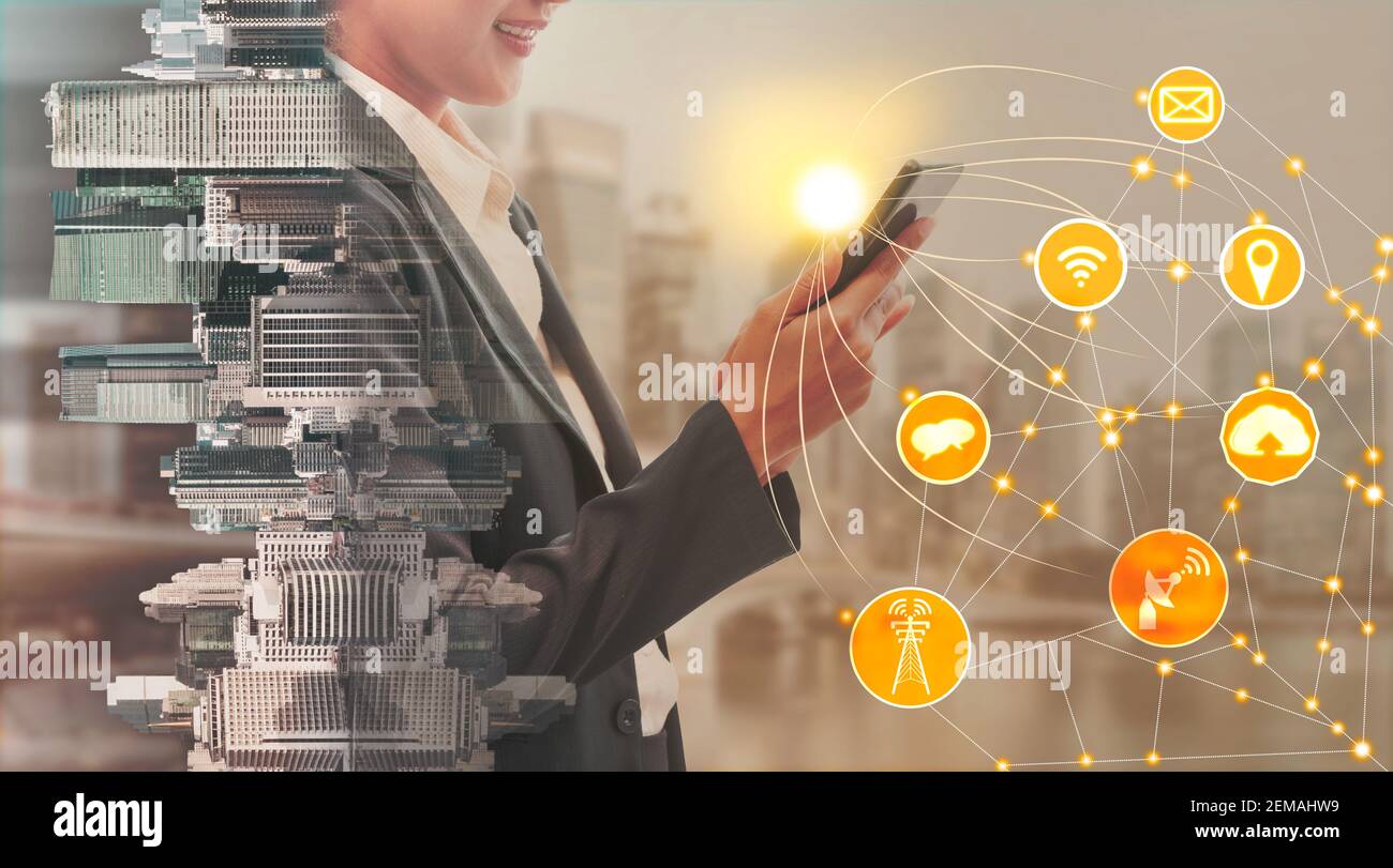Mobile Phone Network And Wireless Communication Concept Internet Of