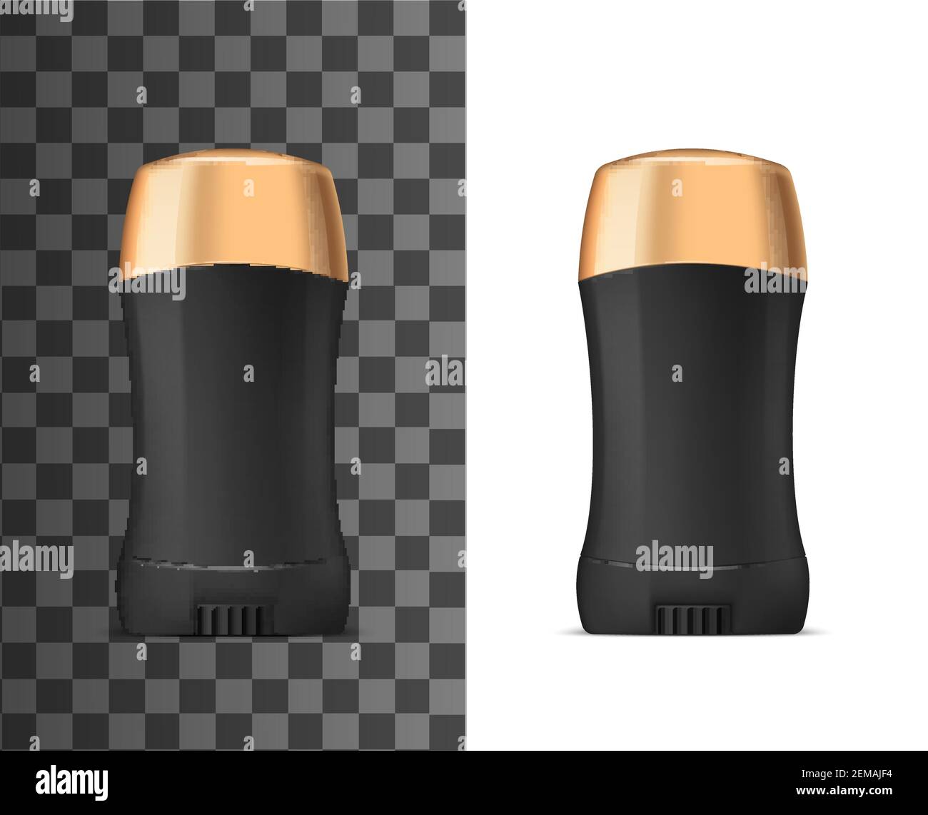 Black deodorant stick with golden cap, vector realistic 3d mockup model ...