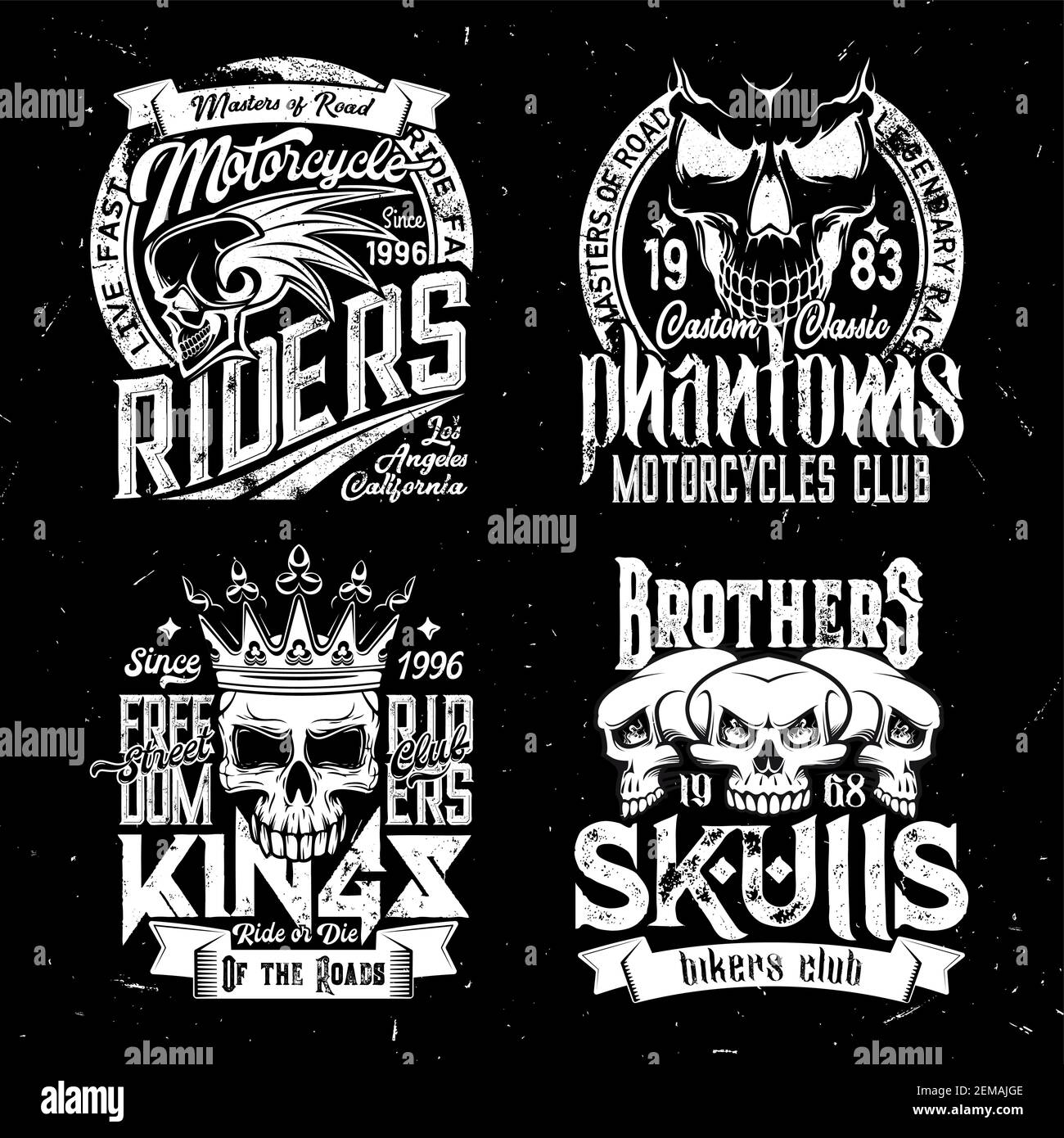 Skull t-shirt print mockup, racing sport club, motorcycle biker club ...