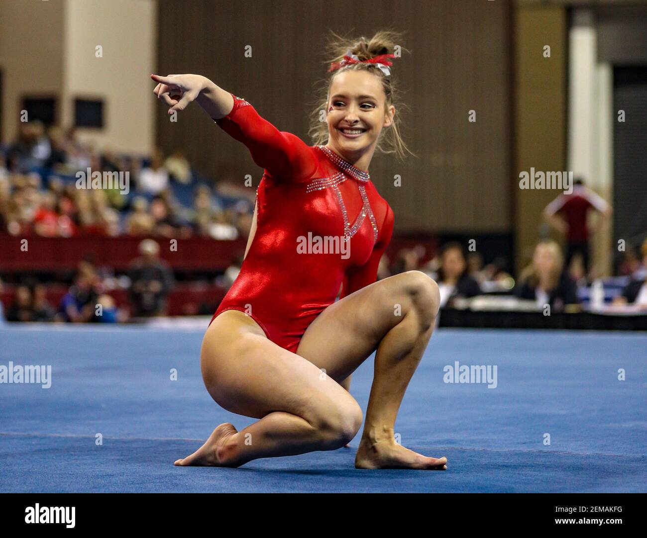 January 26, 2019: Arkansas' Kennedy Hambrick ends her floor routine ...