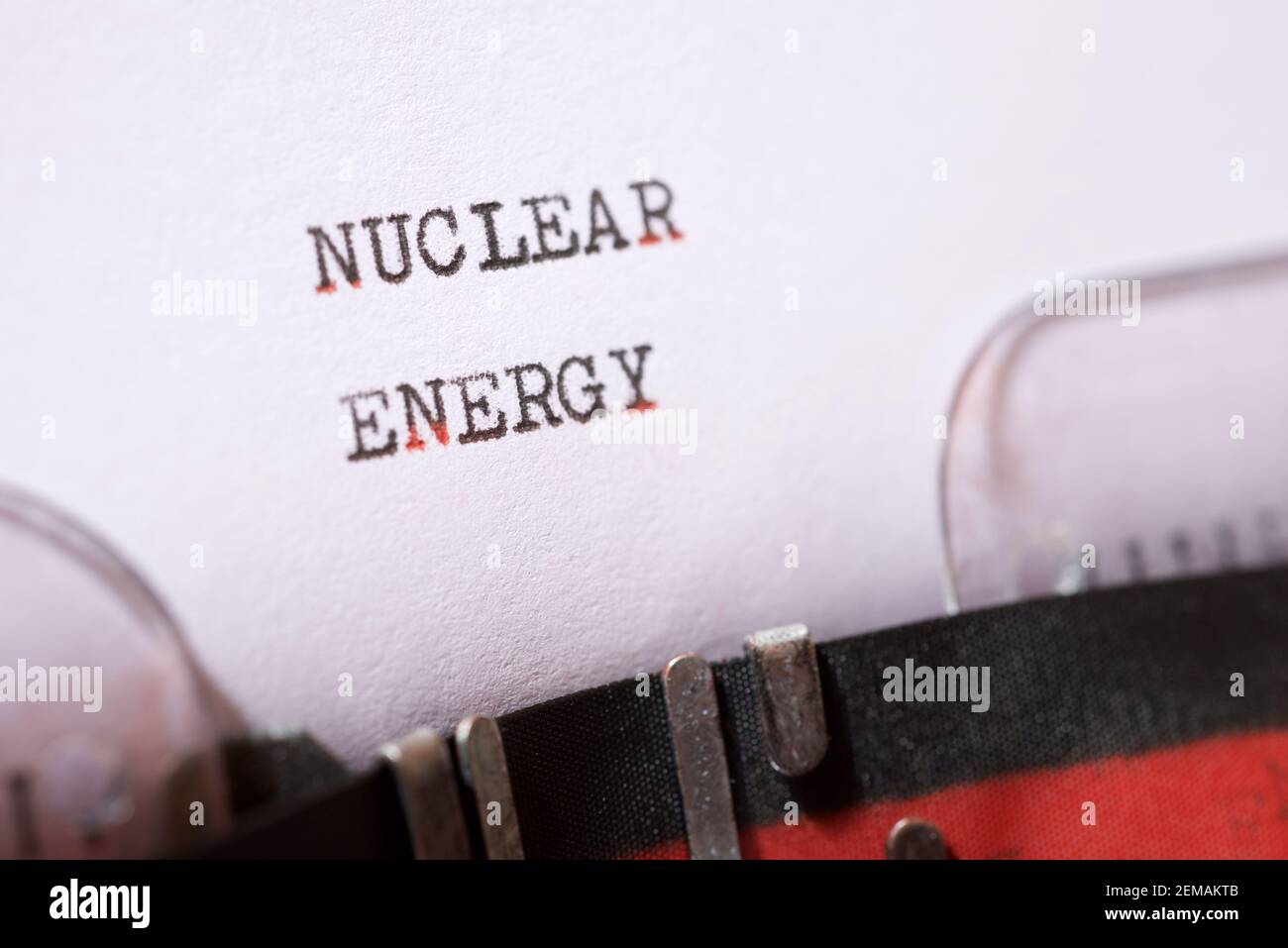 Nuclear energy phrase written with a typewriter Stock Photo - Alamy