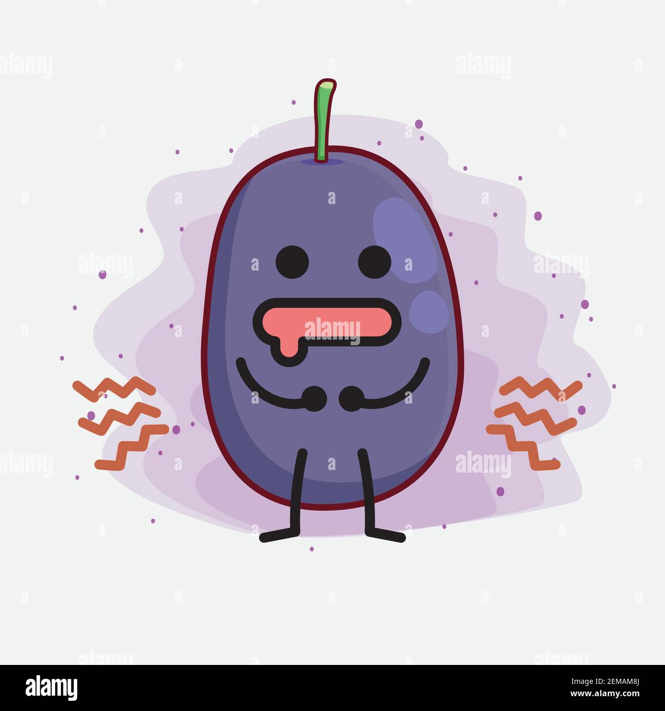Vector Illustration of Java Plum Fruit Character with cute face, simple ...