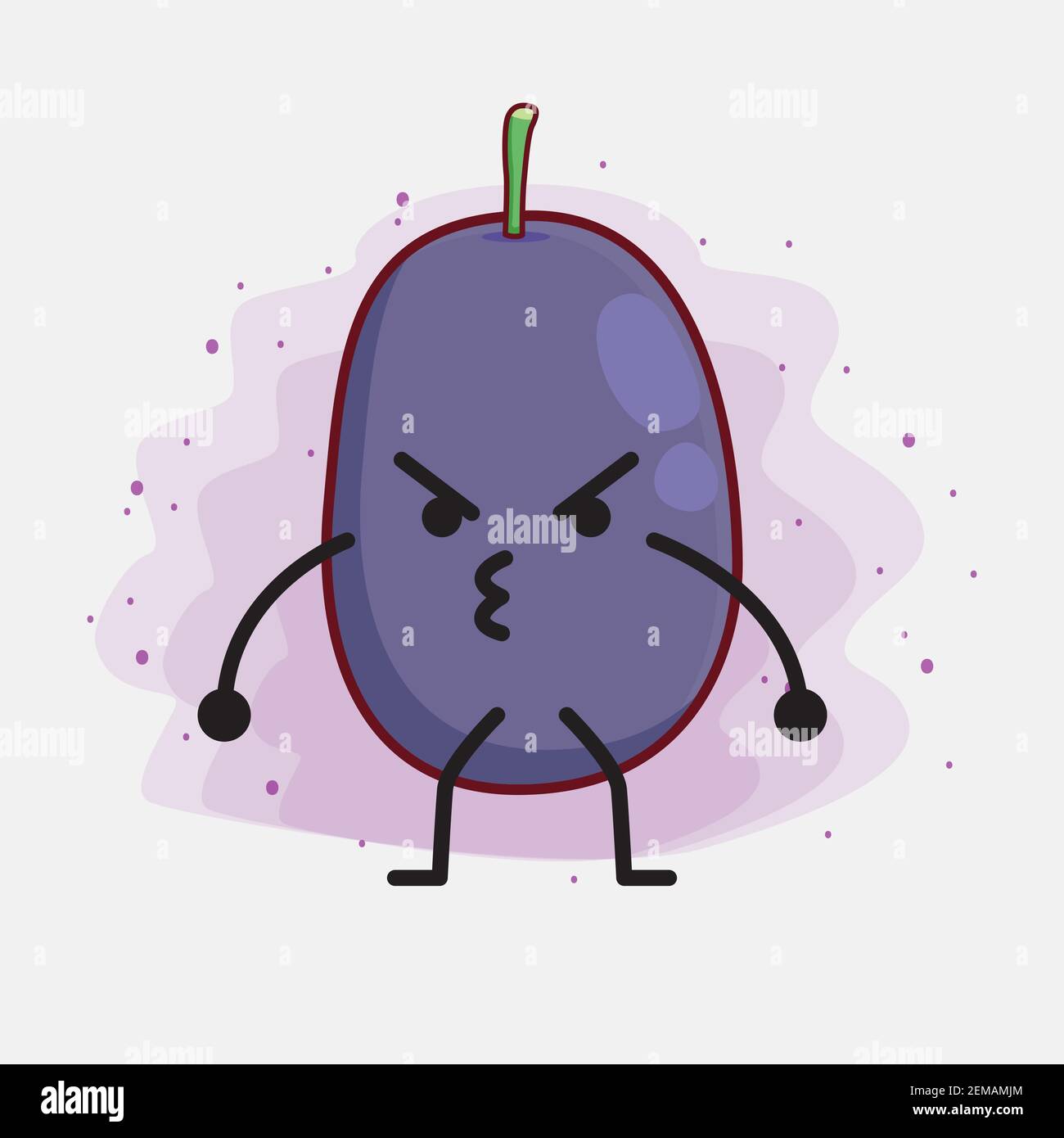 Vector Illustration of Java Plum Fruit Character with cute face, simple ...