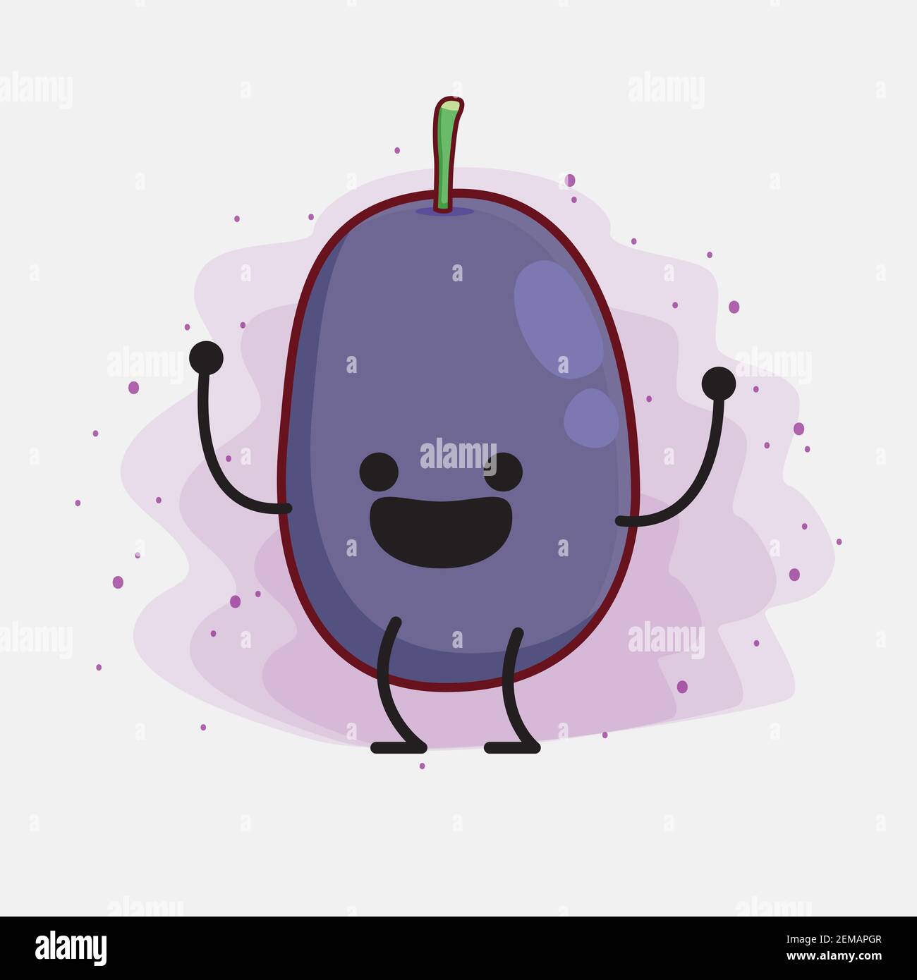 Vector Illustration of Java Plum Fruit Character with cute face, simple ...