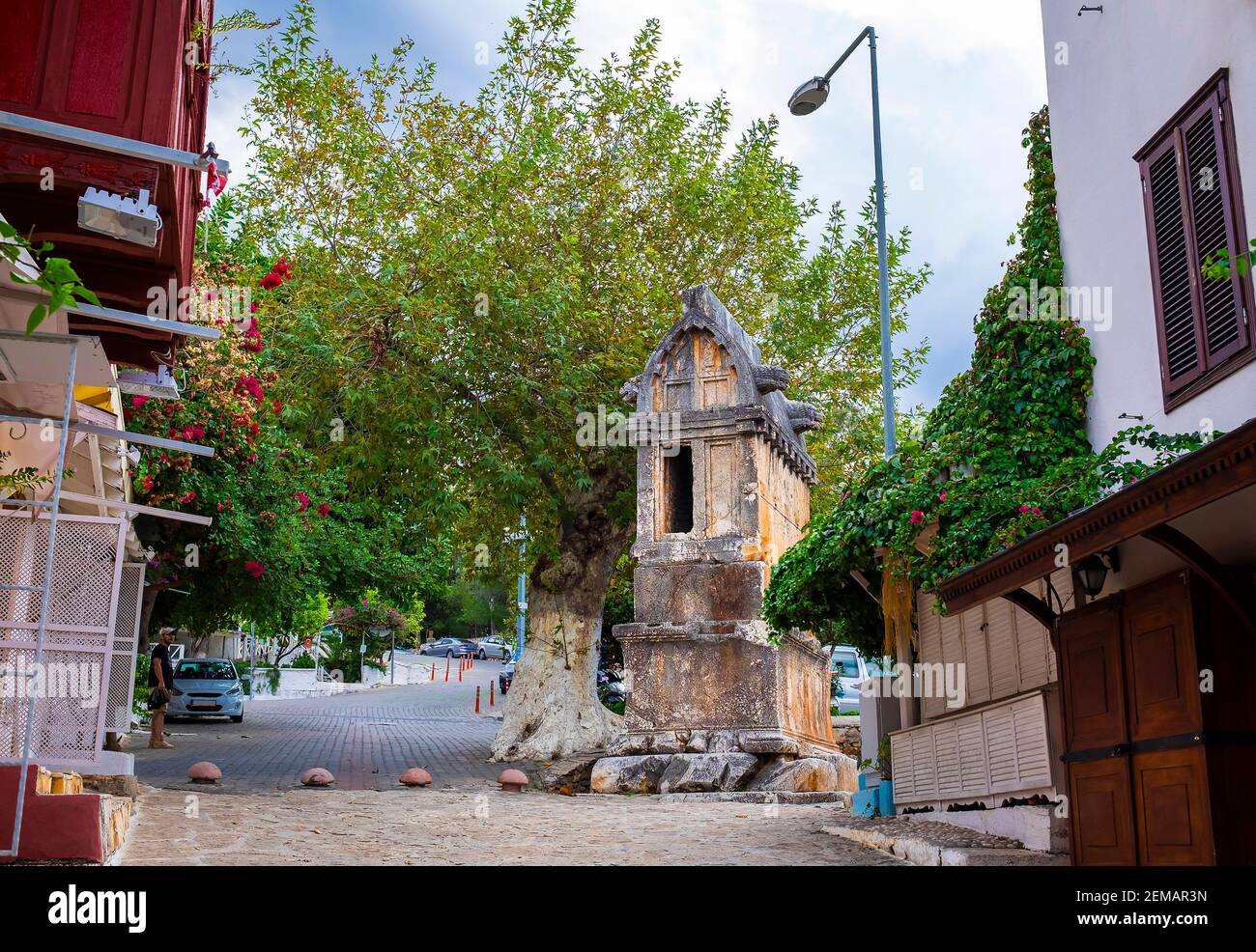 Ancient lycian lions tomb in Kas, Turkey Stock Photo - Alamy