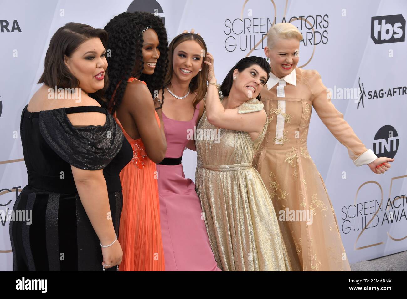 The Cast of Glow arrives at the 25th annual Screen Actors Guild Awards ...