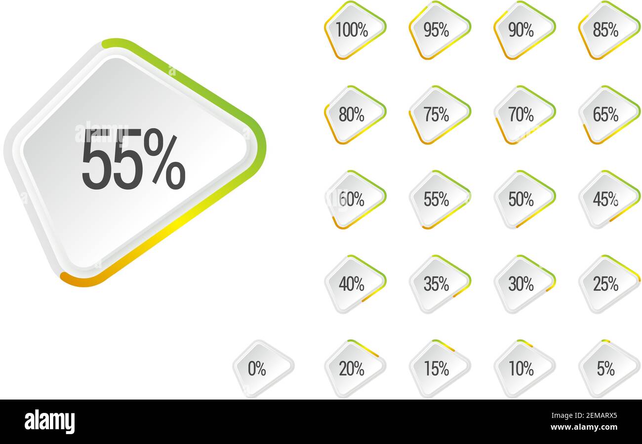 Set of percentage diagrams, indicator bar from 0 to 100, for web design ...