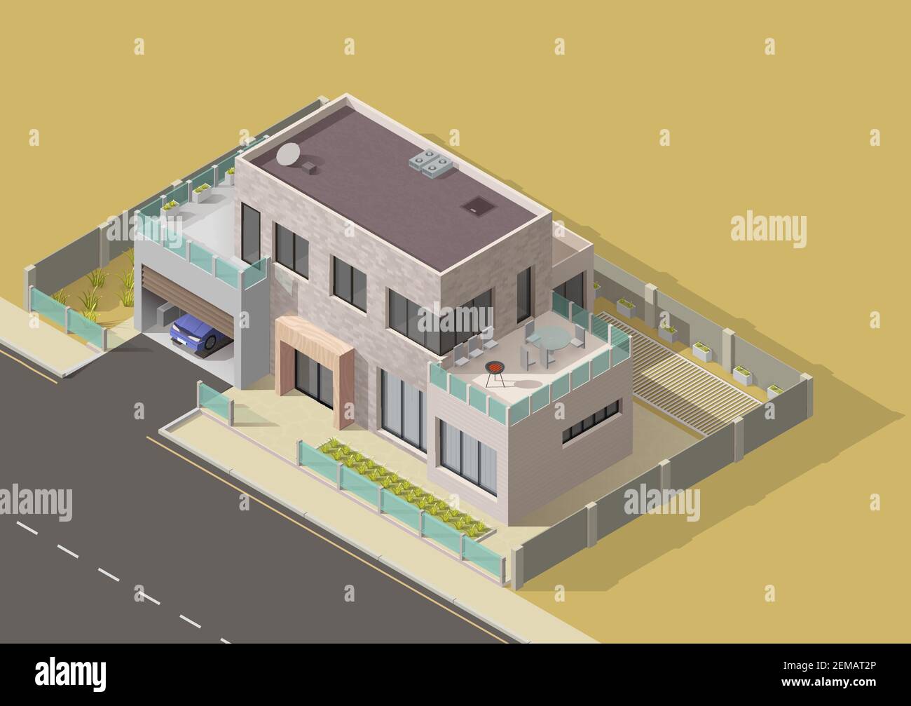 House building isometric vector design of 3d bungalow, villa or mansion ...