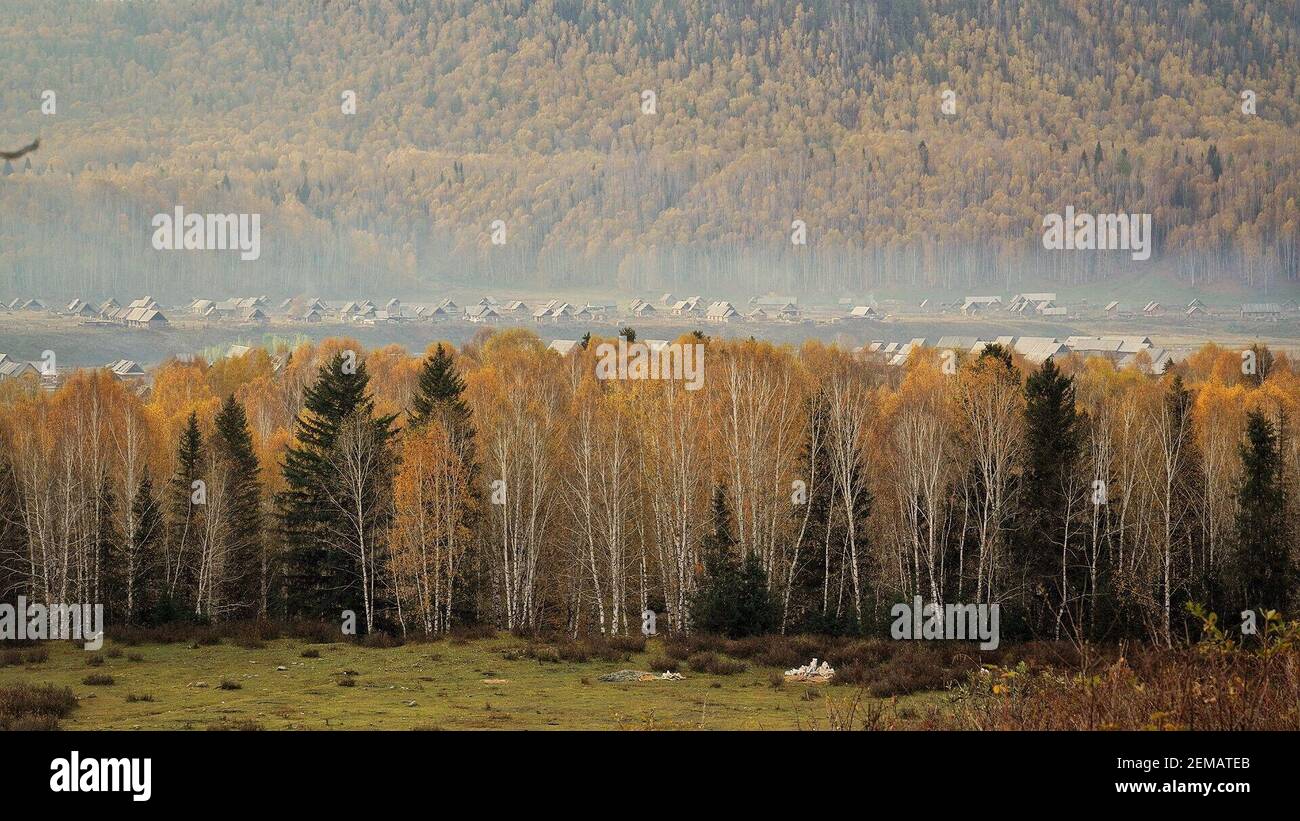 --File--Photos show the beautiful autumn sceneries in Kanas, northwest ...