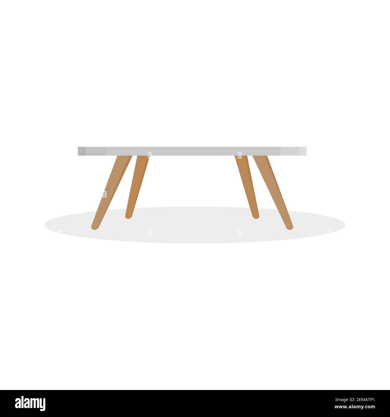 A tea or dining table with a gray top and wooden legs. Minimalistic ...