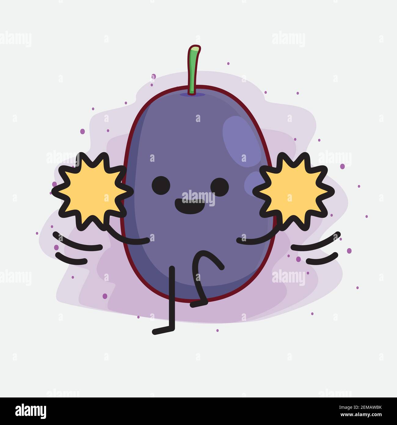 Vector Illustration of Java Plum Fruit Character with cute face, simple ...
