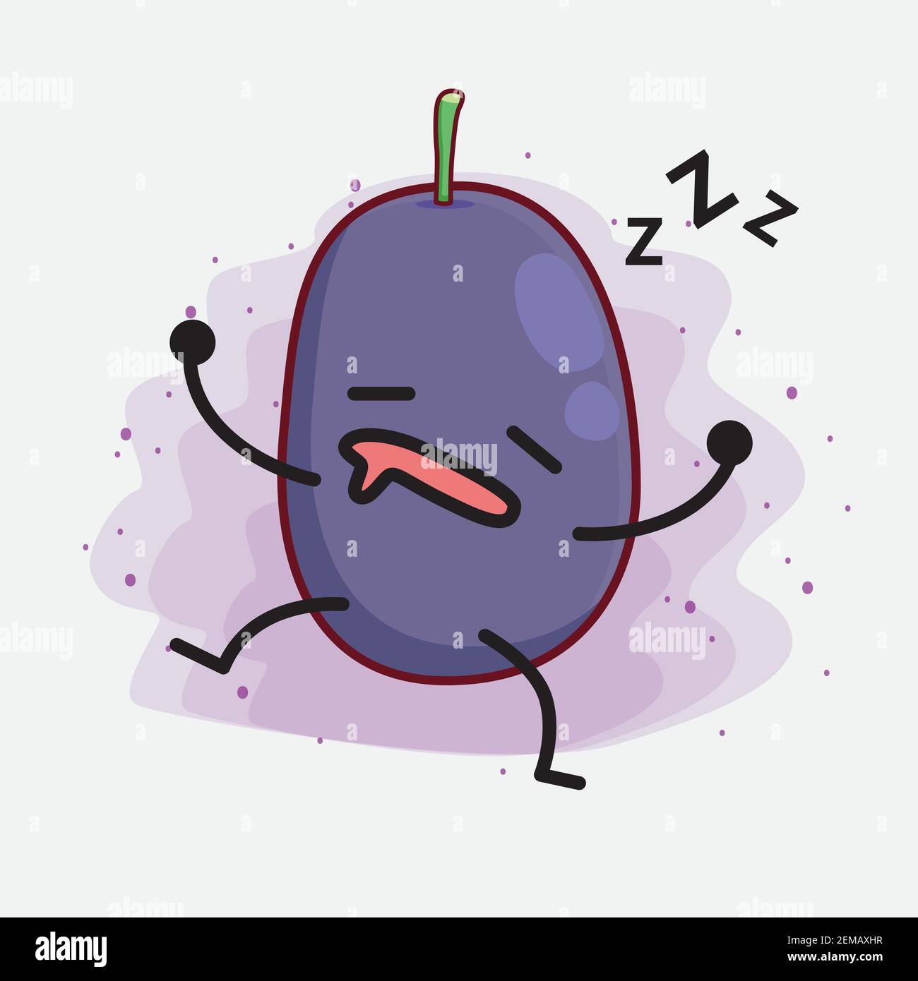 Vector Illustration of Java Plum Fruit Character with cute face, simple ...