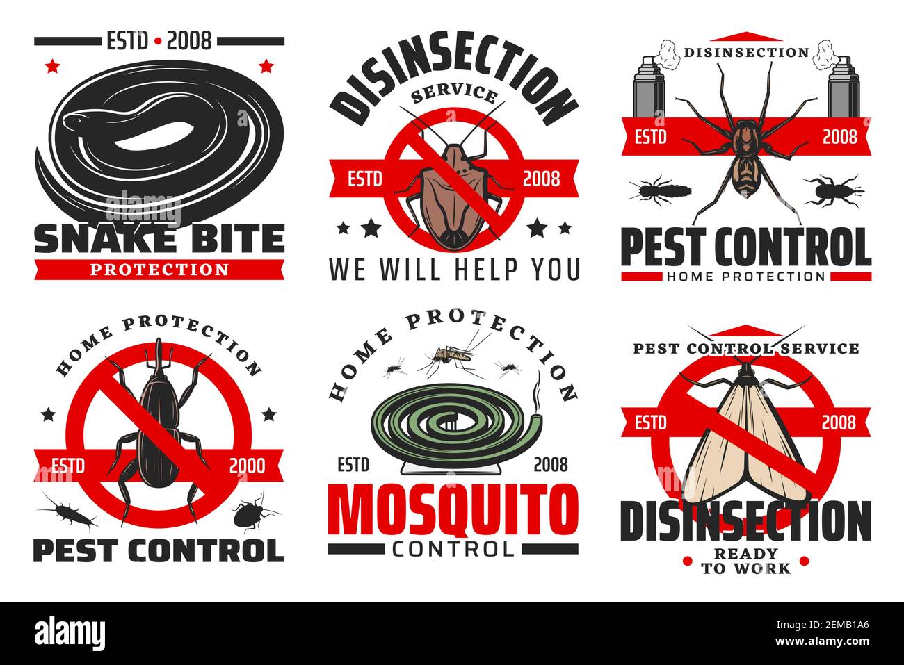 Pest control and disinfection service isolated vector icons with ...