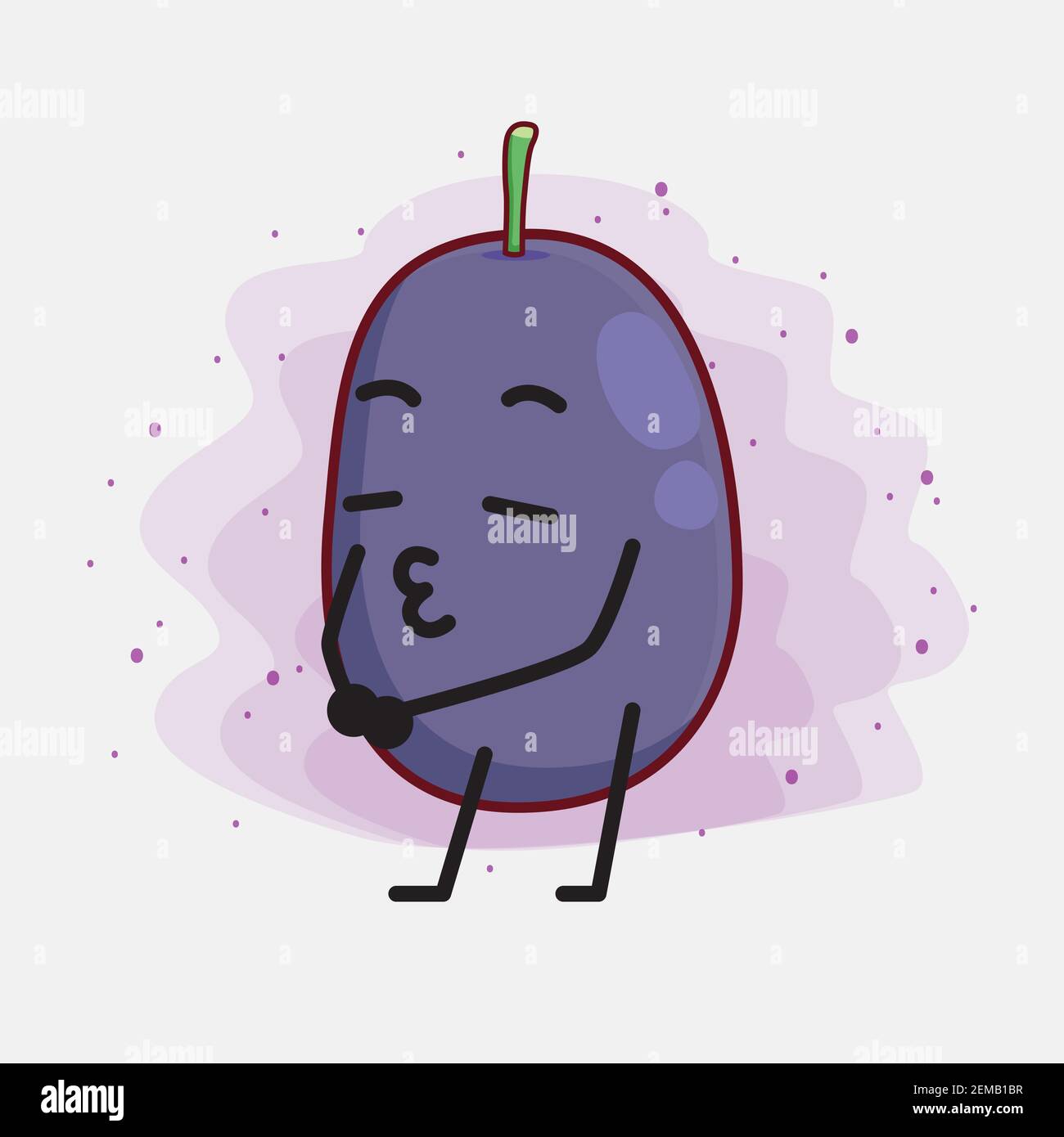 Vector Illustration of Java Plum Fruit Character with cute face, simple ...