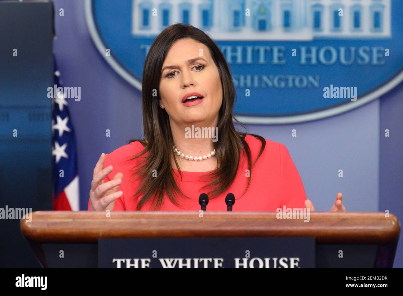 White House Press Secretary Sarah Sanders in the White House Press ...