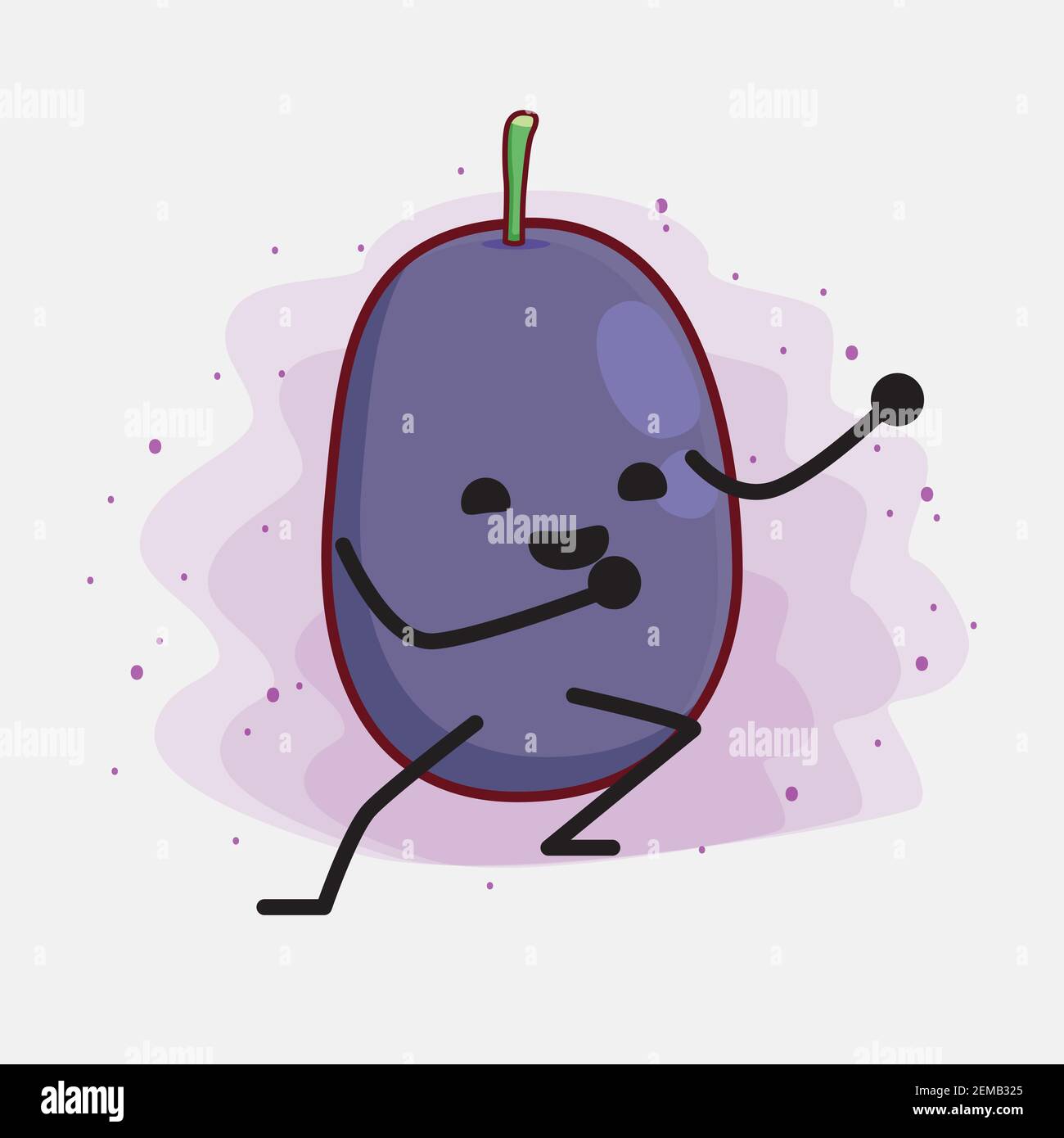 Vector Illustration of Java Plum Fruit Character with cute face, simple ...
