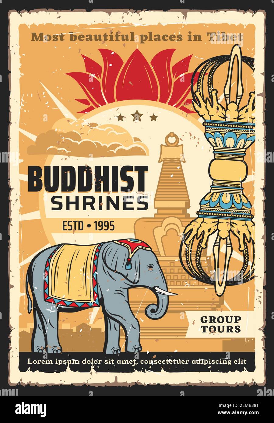 Buddhism religion vector posters, Buddhist Tibet temples and shrines ...