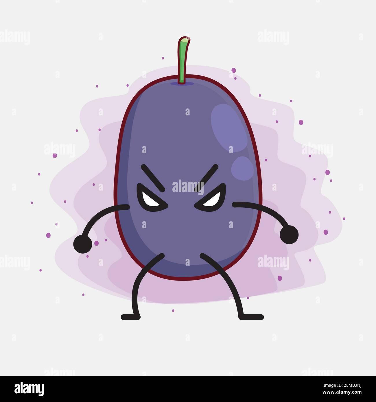 Vector Illustration of Java Plum Fruit Character with cute face, simple ...