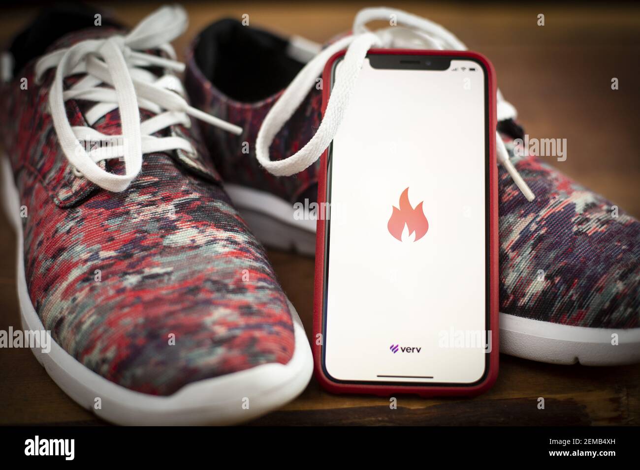 The Verv running application is seen on an iPhone in this photo ...