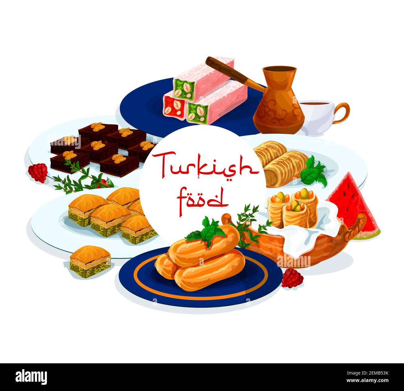 Turkish cuisine food menu, pastry desserts and sweets, traditional ...