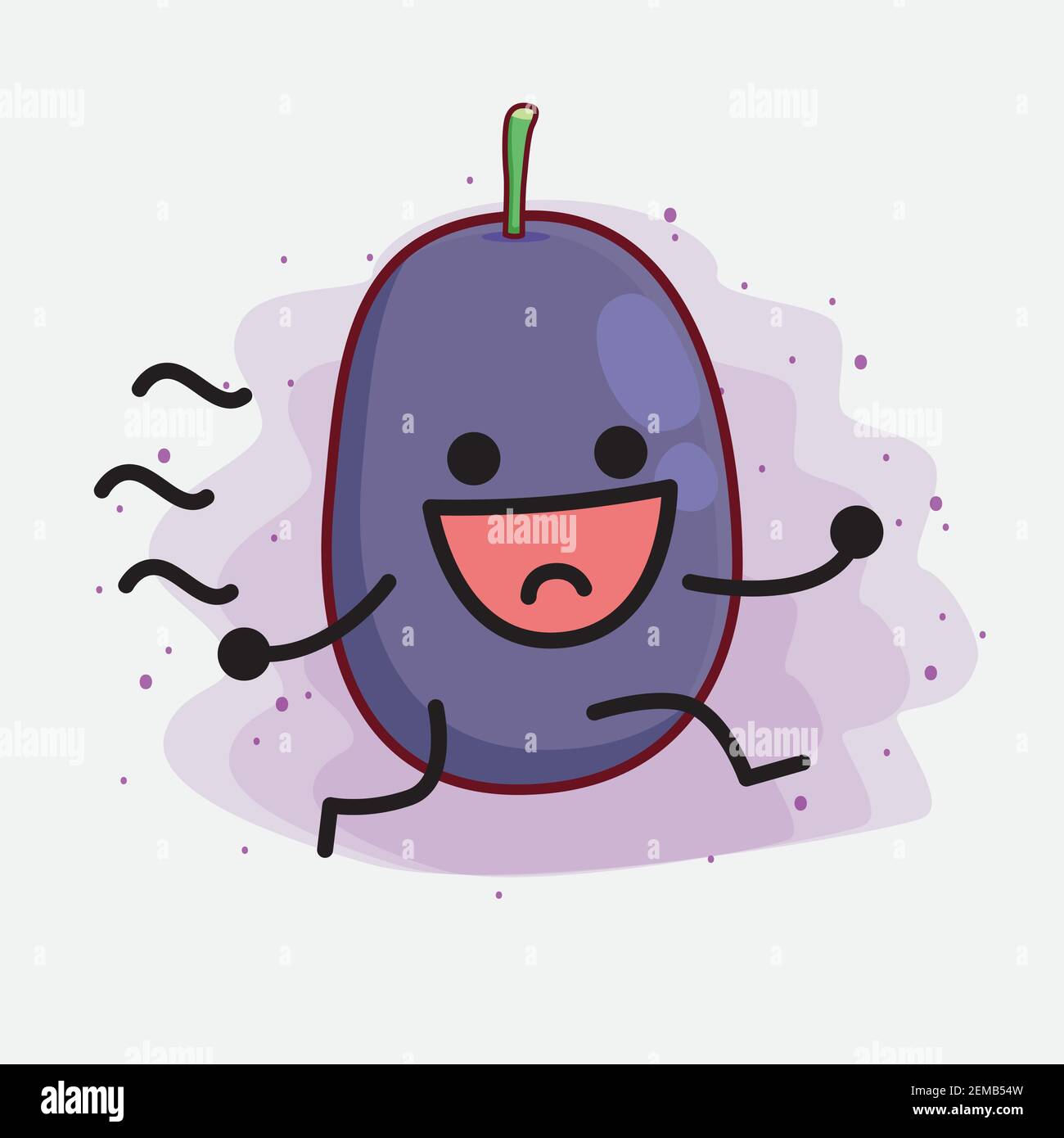 Vector Illustration of Java Plum Fruit Character with cute face, simple ...
