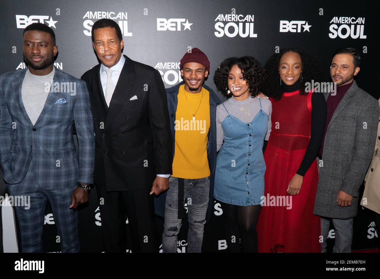 The cast with Tony Cornelius attend the premiere of BET's new show ...