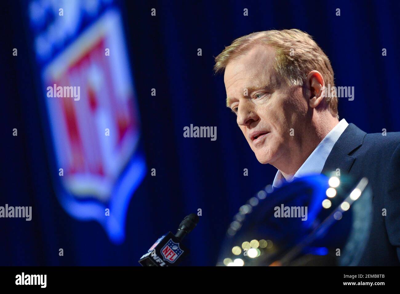NFL Commissioner Roger Goodell press conference during Super Bowl LIII ...