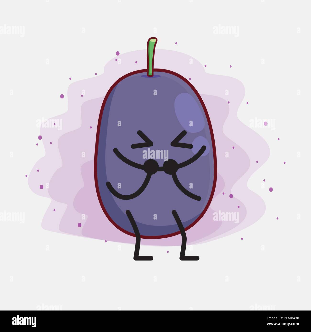 Vector Illustration of Java Plum Fruit Character with cute face, simple ...