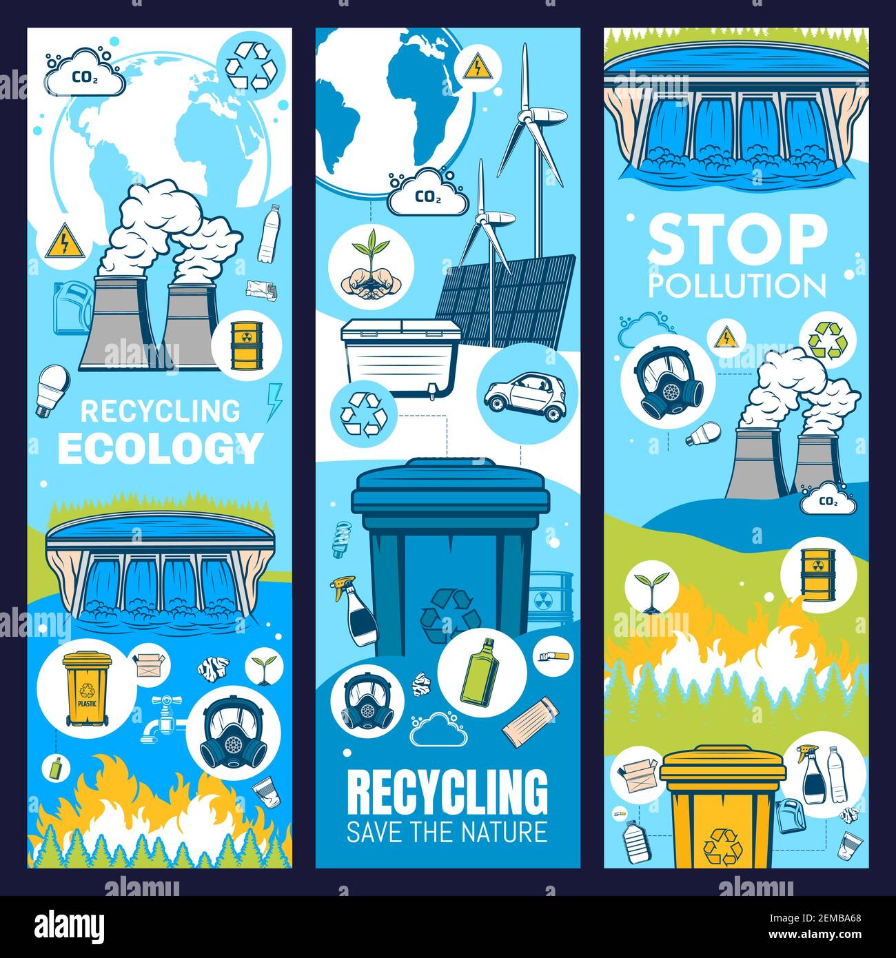 Environment and waste recycling, green ecology and earth eco energy ...