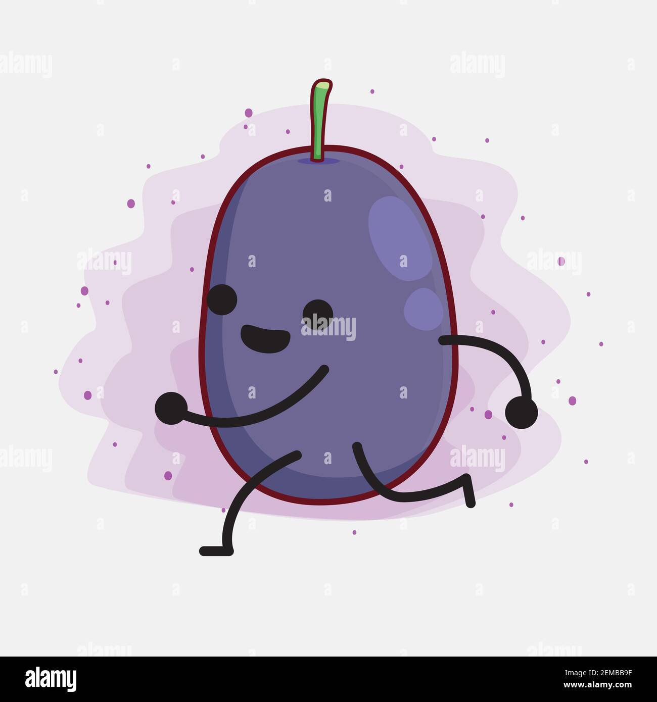 Vector Illustration of Java Plum Fruit Character with cute face, simple ...