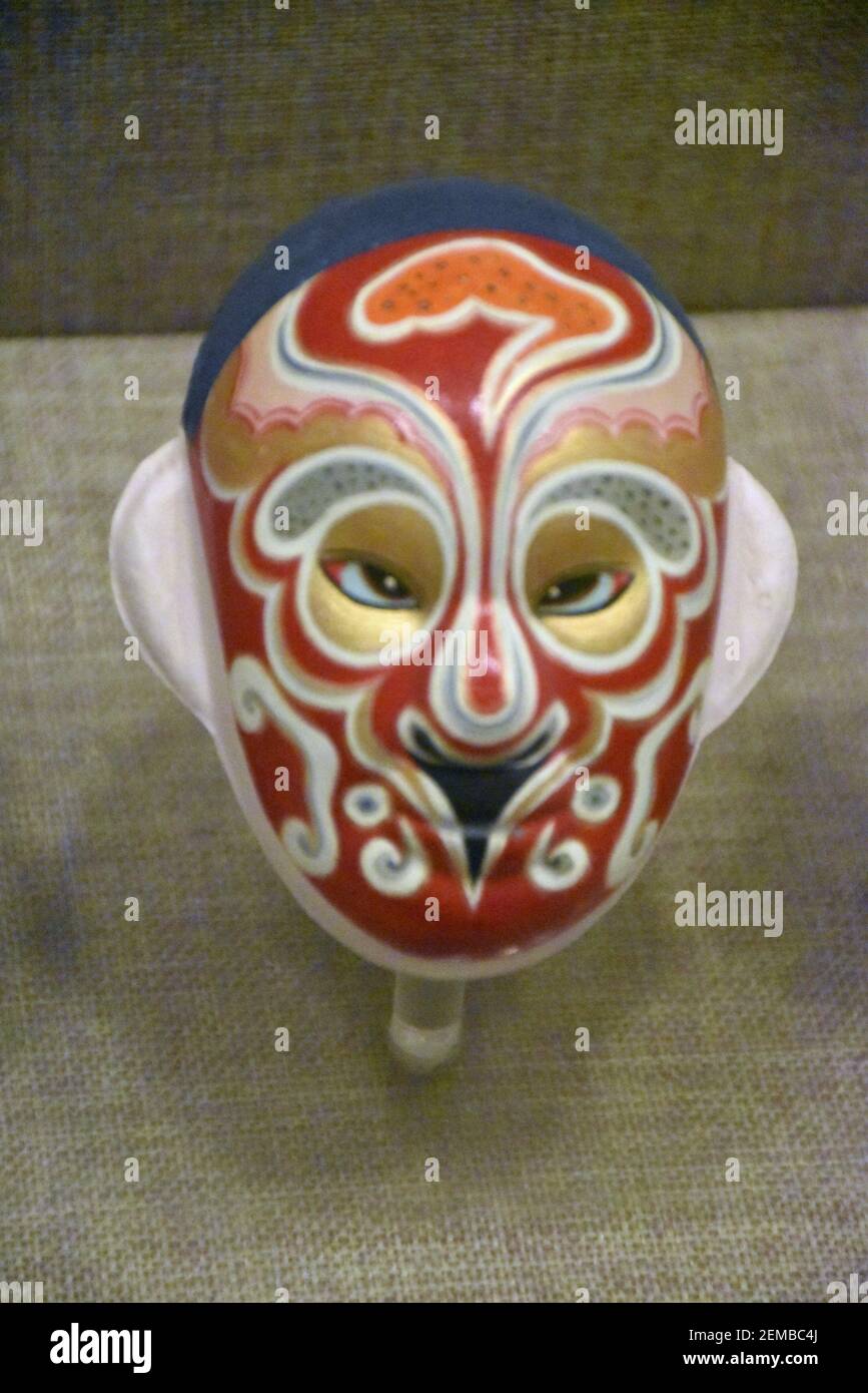 Chinese Zodiac version Peking opera masks are displayed at the Capital ...