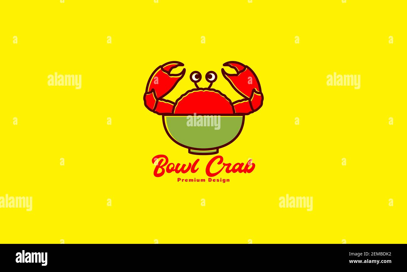 seafood crabs lines on bowl logo design vector icon symbol illustration ...